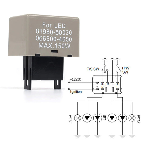 8-Pin 81980-50030 066500-4650 Electronic LED Flasher Relay Fix - CF819 ...